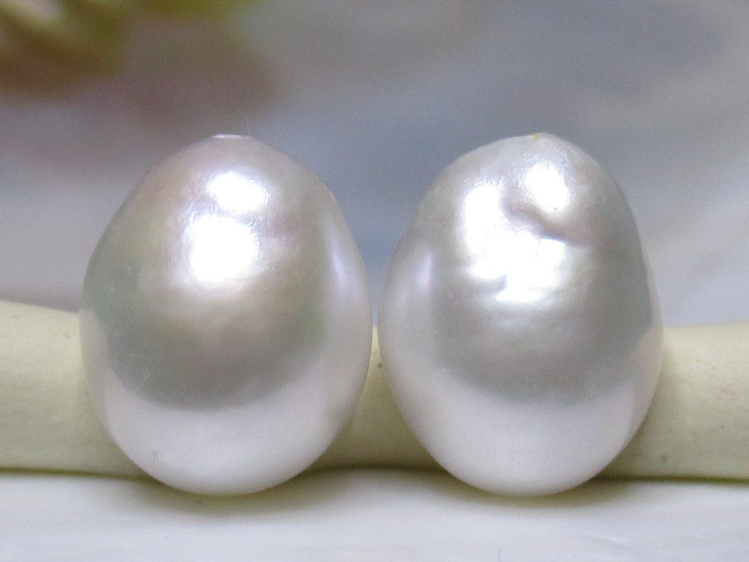Freshwater Pearl, Nucleated Organic Drop Pearl, 2 Pcs, 12-13x10-10.5mm ...