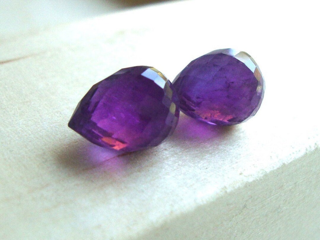 1 Pair, AA Royal Purple AMETHYST Micro Faceted Upside Down Acorn Chubby ...