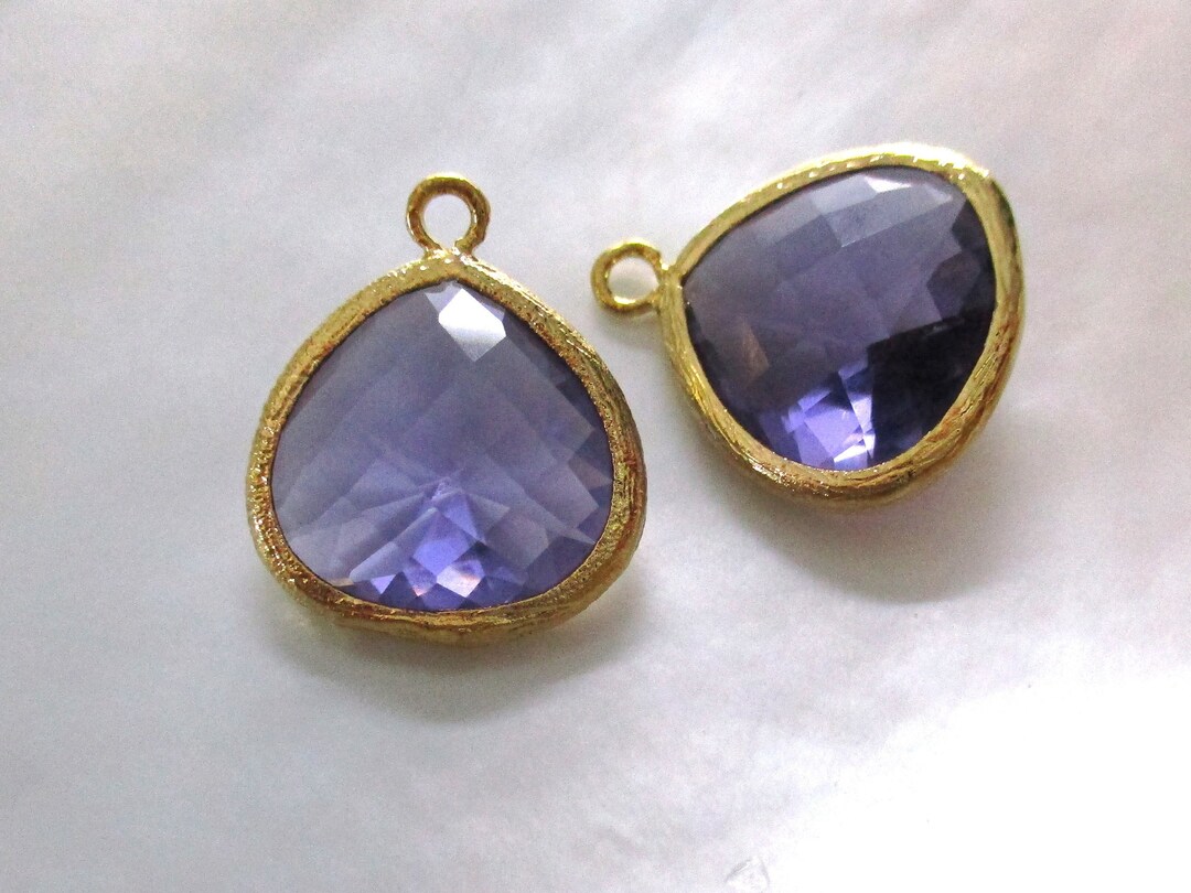 2 Pcs, 18x15mm, Tanzanite Periwinkle Heart Teardrop Pendant Charm ...