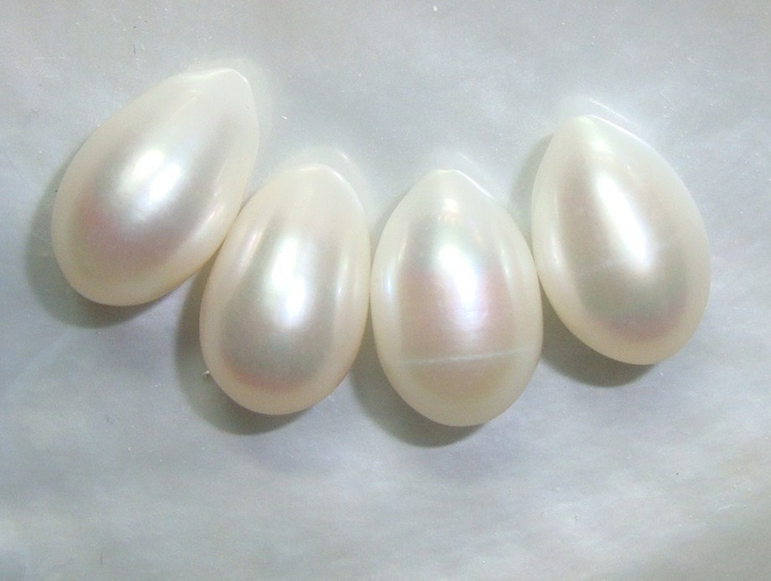 2 Pcs, 10-11x7.5-8mm, Fresh Water Pearl, Creamy White Ivory White ...