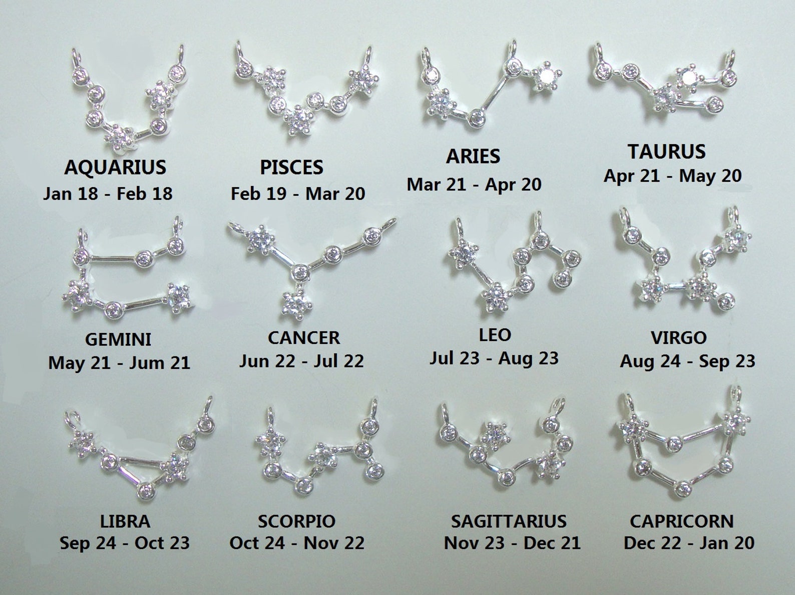 925 Sterling Silver Precious Metal Constellation Zodiac Celestial ...