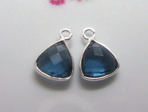 2 Pcs Handmade Trillion Triangle London Blue Quartz Sterling | Etsy