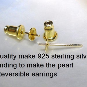 Double Sided Reversible Creamy White Natural Pearl Ear Stud, Sterling ...