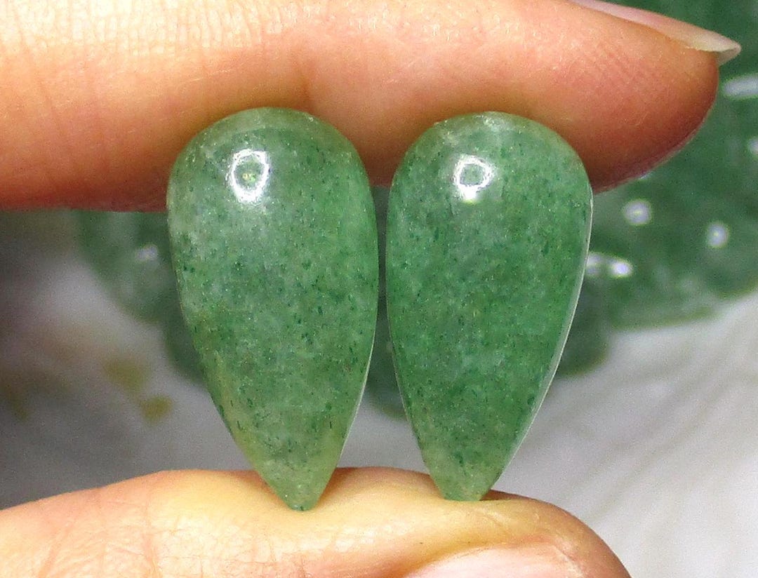 One Pair, 10x20mm, AAA Emerald Green Aventurine Smooth Upside Down ...