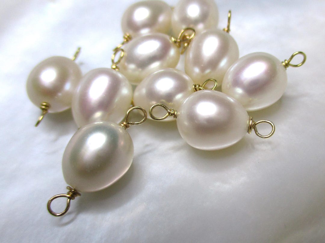 10 Pcs, Freshwater Pearl Connector, Hand Wrapped,925 Sterling Silver ...