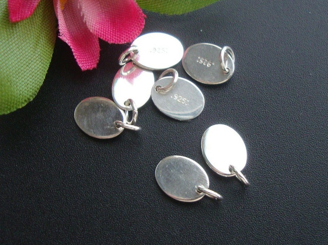Sterling Silver Oval Tag Disc, 4mm Ring, 10pcs, 7.5x5.5mm - Etsy