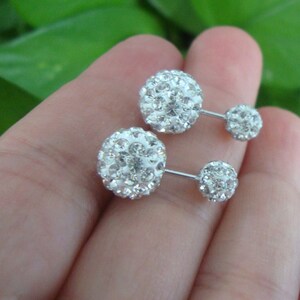 Double Sided Reversible Sterling Silver Crystal Ball Ear Stud, Sterling ...