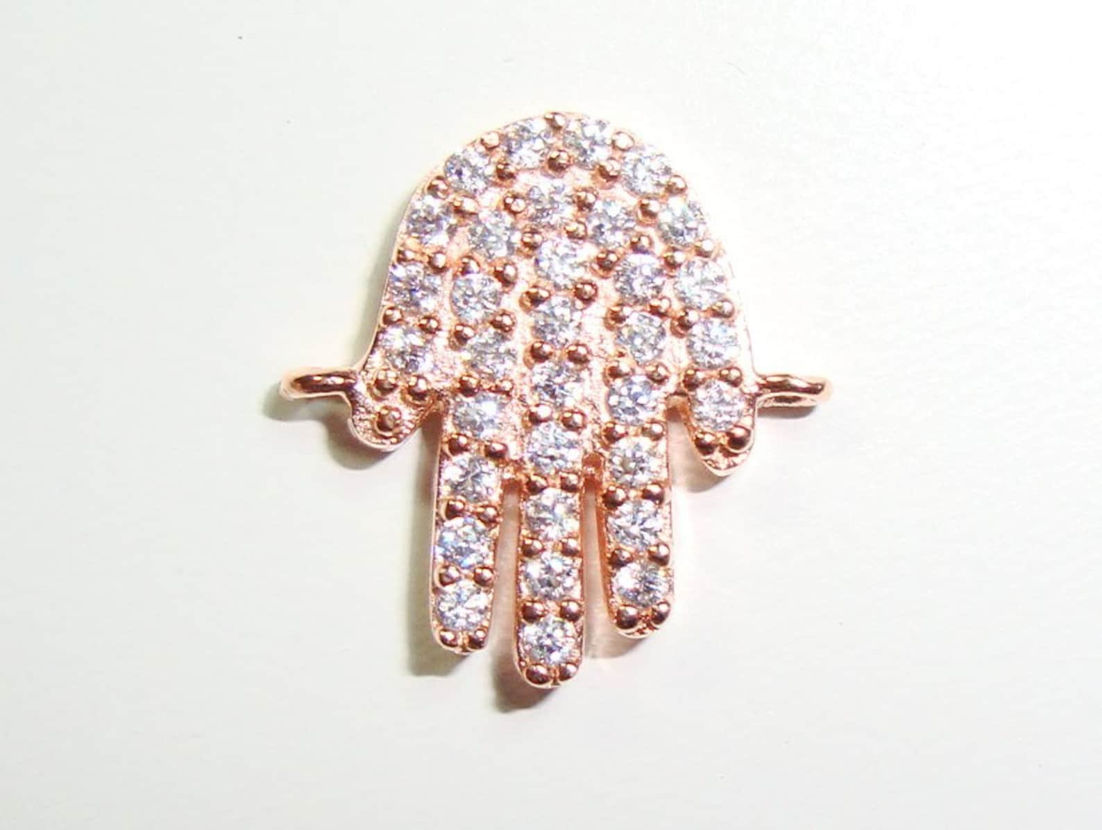 Hamsa Hand Rose Gold Sterling Silver Hamsa Hand Link | Etsy