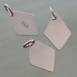 925 Sterling Silver Kite Shaped Tag 7.7x11mm With 4mm Open Jump Ring ...