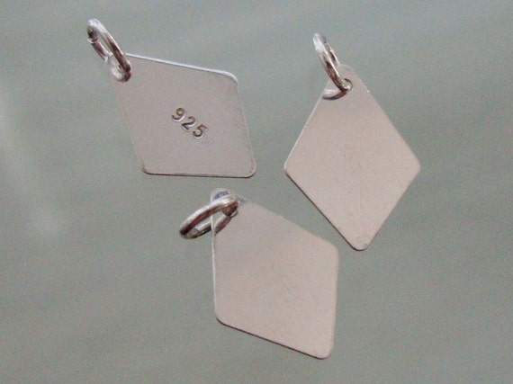 925 Sterling Silver Kite Shaped Tag 7.7x11mm With 4mm Open | Etsy