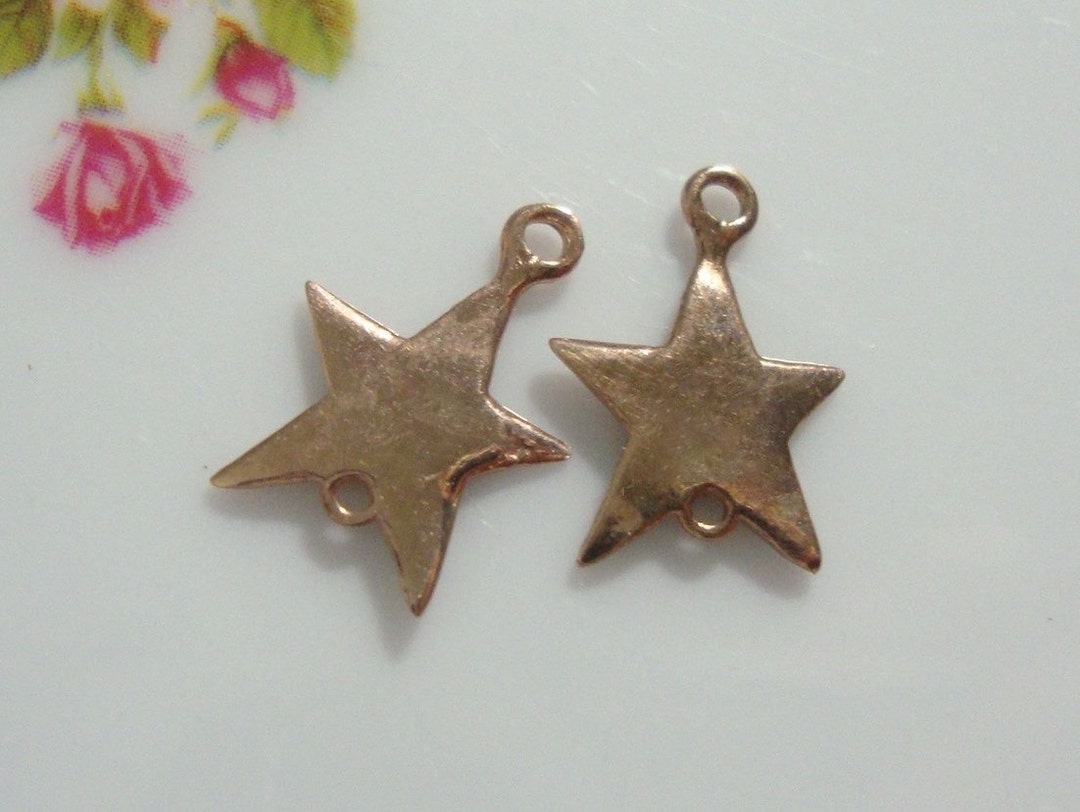 Tiny Little Star Pendant Connectors Charm, Rose Gold Over 925 Sterlig ...