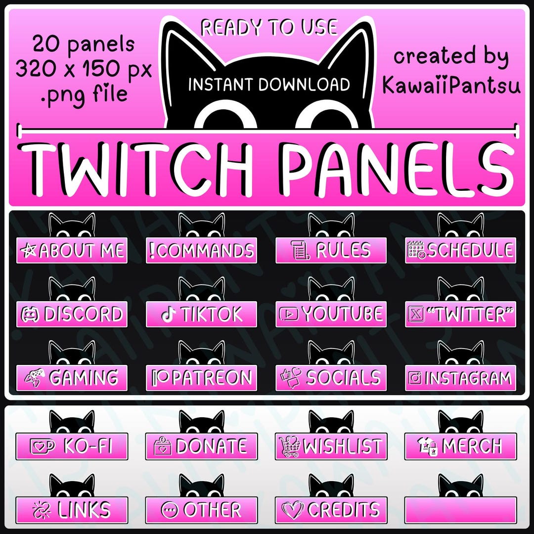 Vibrant Pink Peeking Brainrot Cat Twitch Panels - Etsy