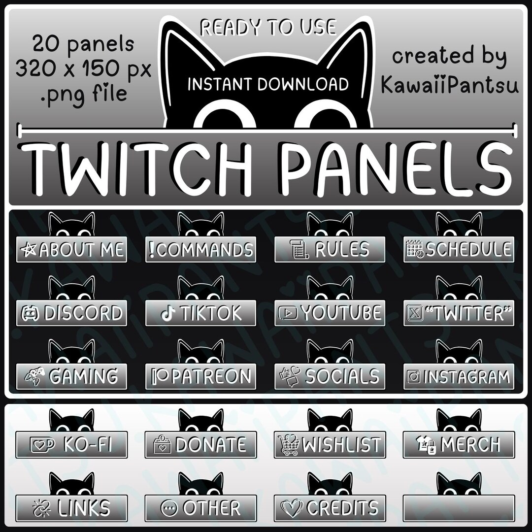 Vibrant Grey Peeking Brainrot Cat Twitch Panels - Etsy