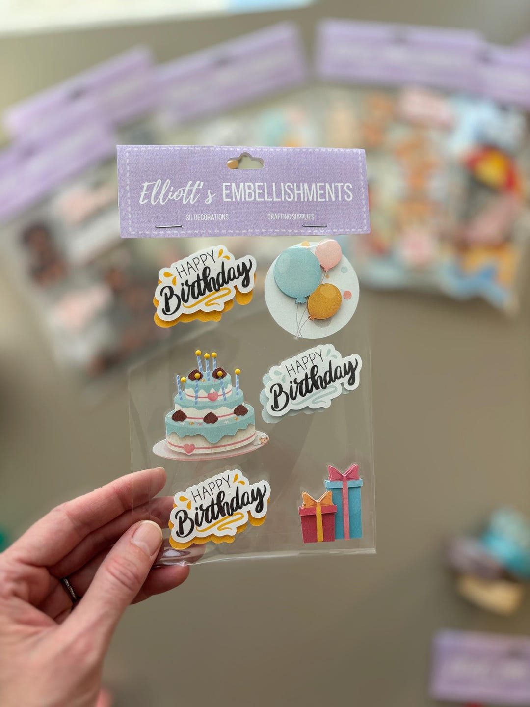 3D Scrapbook Sticker Pack Happy Birthday, Embellishments, Cake Balloons ...