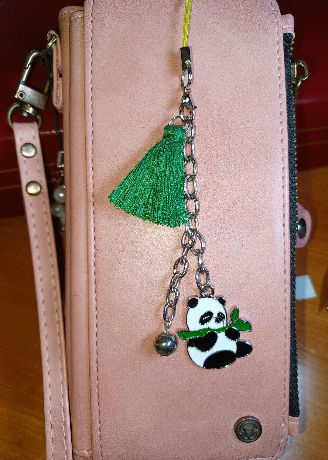 Kawaii Panda Black and White Charm Phone Dangle Silver Chain and Ball ...