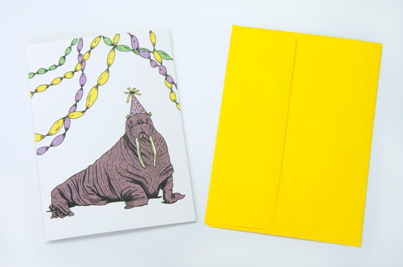 SALE - Happy Birthday Greeting Card - Birthday Walrus - 50% Off - Etsy