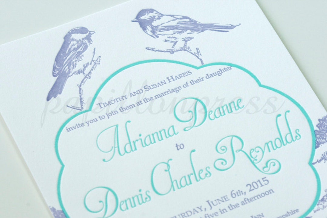 Printable Wedding Invitation Set - Birds in Field - Nature Wedding ...