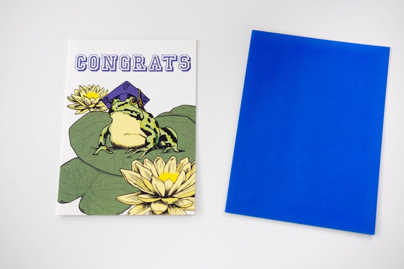 SALE - Graduation Congrats Frog Greeting Card - 50% Off - Etsy