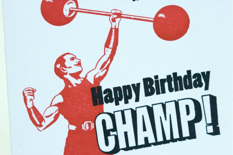 SALE - Happy Birthday Letterpress Card - Champ - 60% Off - Etsy