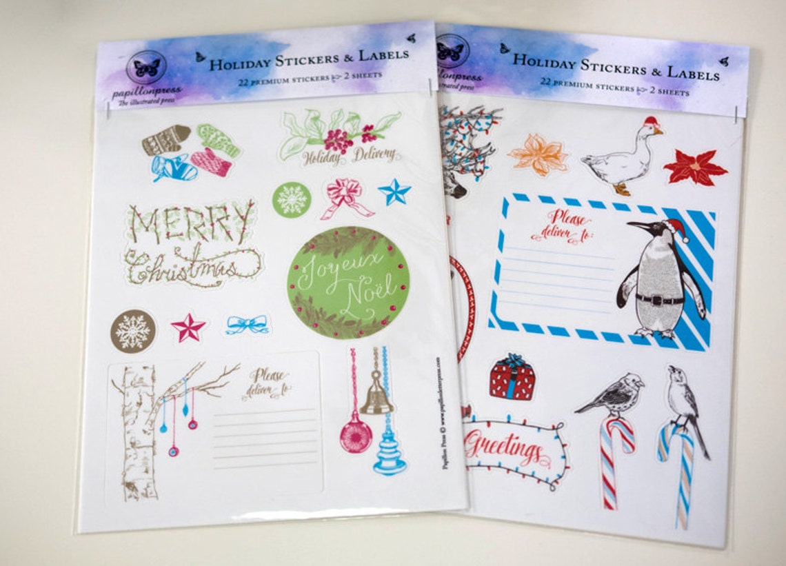Christmas Holiday Stickers & Labels - 22 Stickers - Etsy
