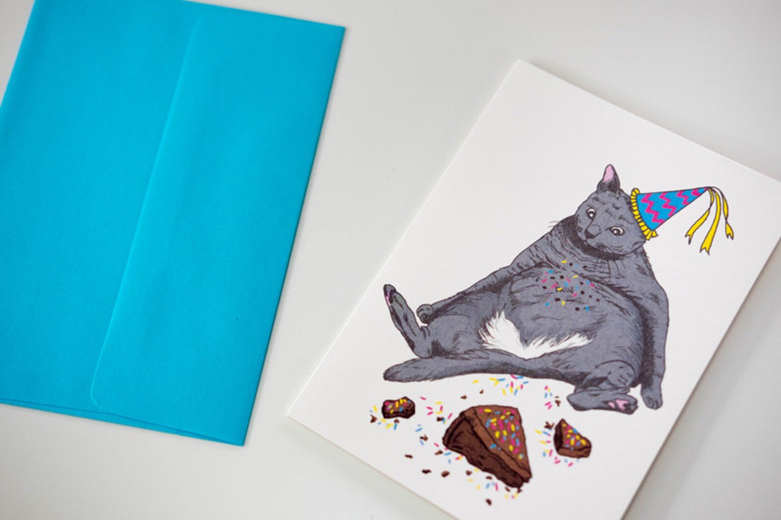 SALE - Birthday Fat Cat Greeting Card - 50% Off - Etsy
