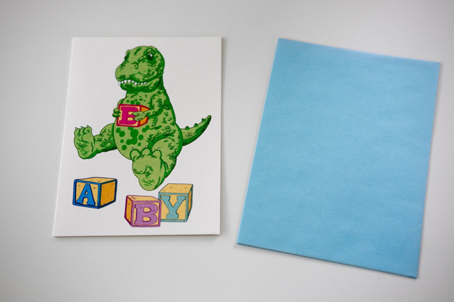 SALE - Baby Congratulations Card - Baby T-rex Dinosaur - 60% Off - Etsy