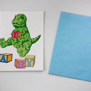 SALE - Baby Congratulations Card - Baby T-rex Dinosaur - 60% Off - Etsy