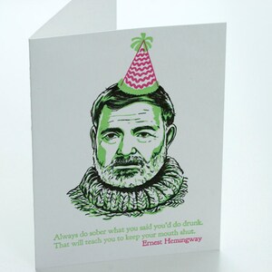 SALE - Happy Birthday Letterpress Card - Hemingway Quote - 60% Off - Etsy