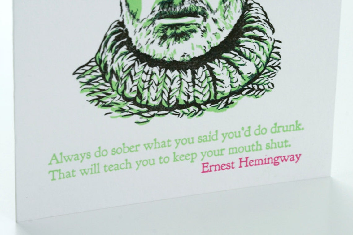 SALE - Happy Birthday Letterpress Card - Hemingway Quote - 60% Off - Etsy
