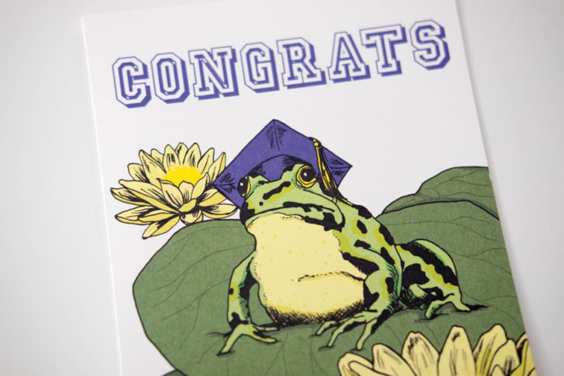 SALE - Graduation Congrats Frog Greeting Card - 50% Off - Etsy