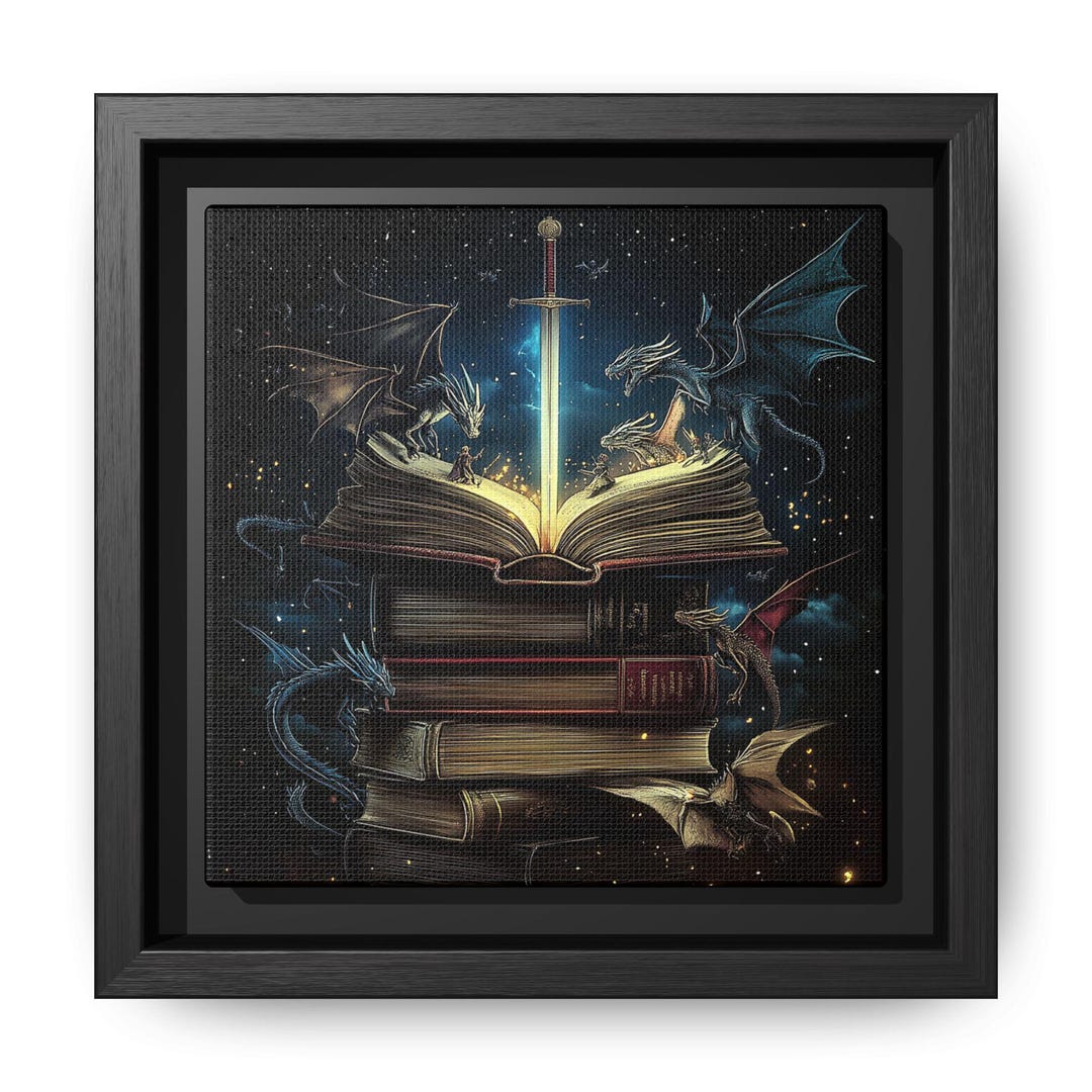 Fantasy Dragon Book Art Canvas, Enchanted Decor for Book Lovers ...