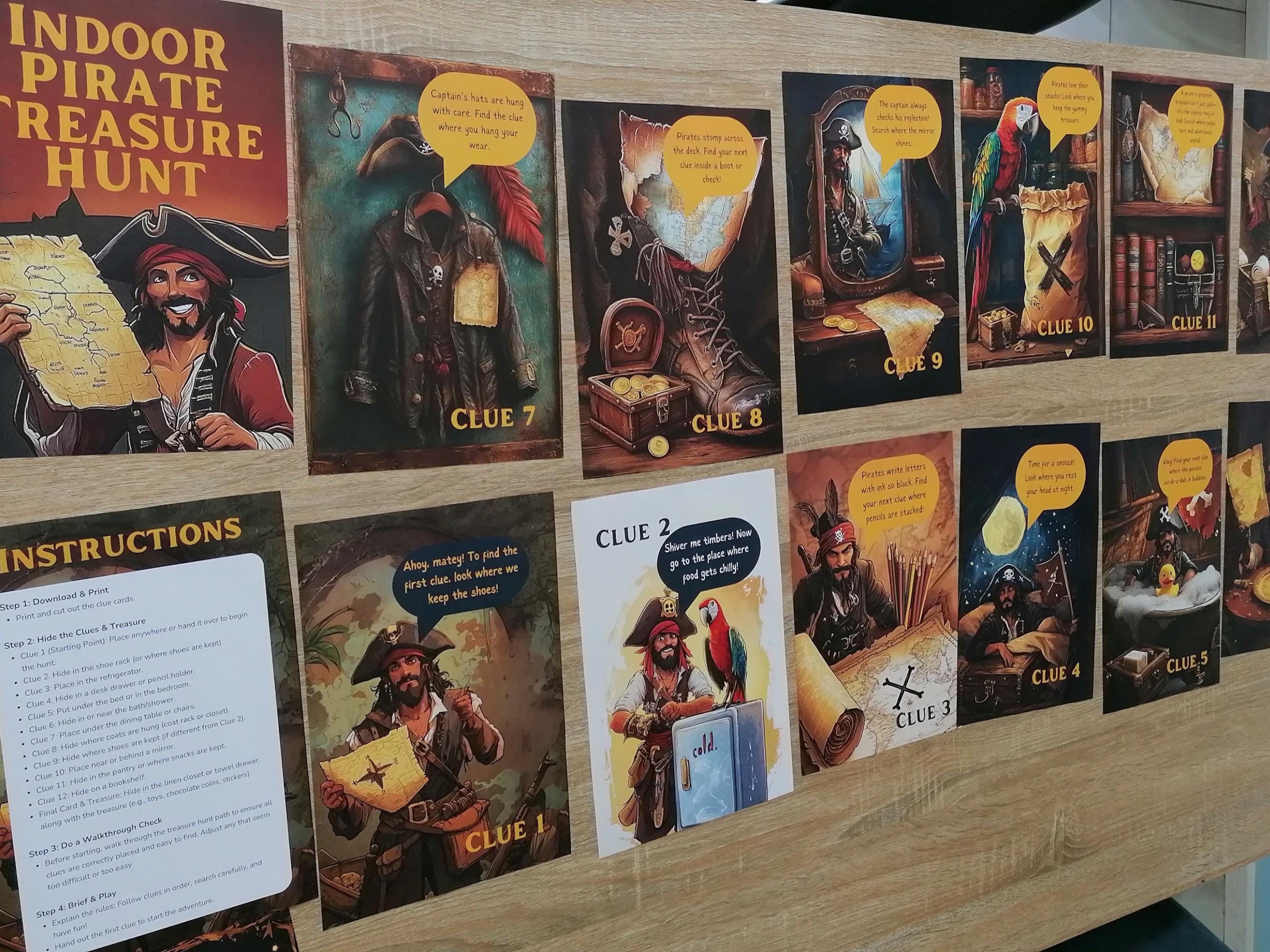 Pirate Treasure Hunt for Kids - Printable Indoor Scavenger Hunt Game ...