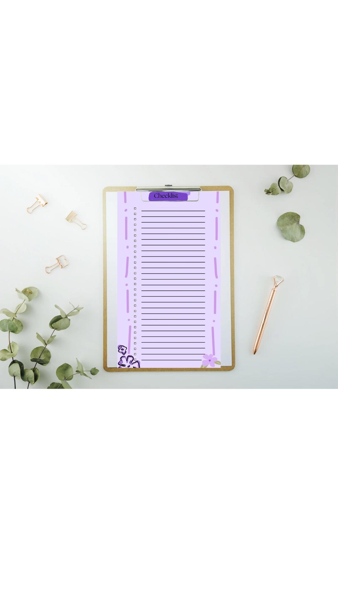 Purple Floral Checklist Printable, To-do List (PNG) - Etsy