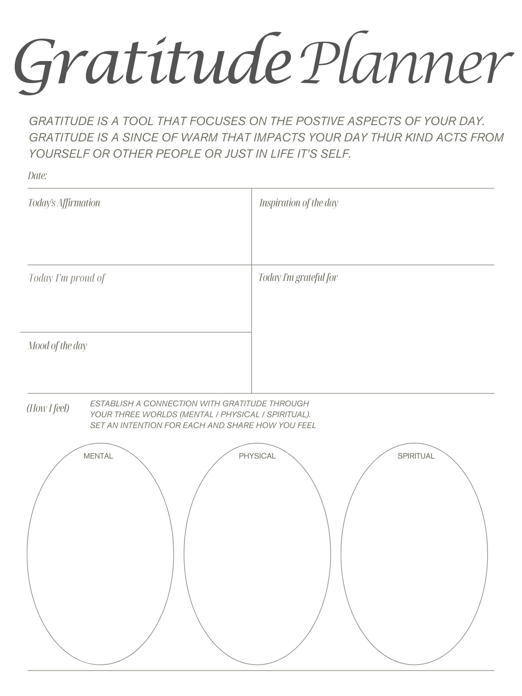 Daily Gratitude Printable, Daily Planner Printable, Gratitude Journal ...