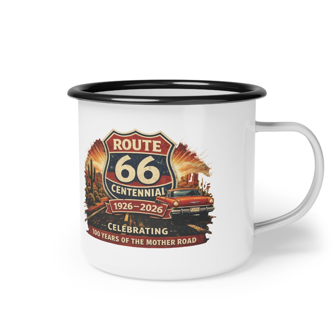 Route 66 100 Years Coffee Mug | Enamel Camp Cup - Etsy