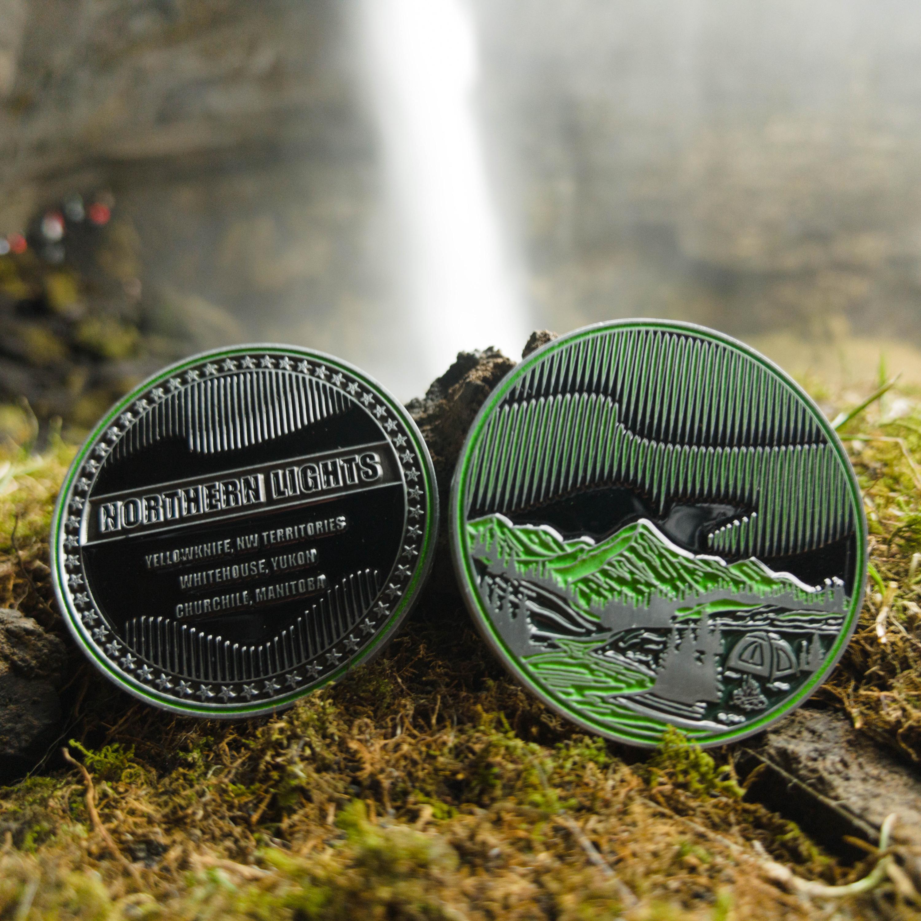Northern Lights Challenge Coin Glow in the Dark - Novelty Medallion ...