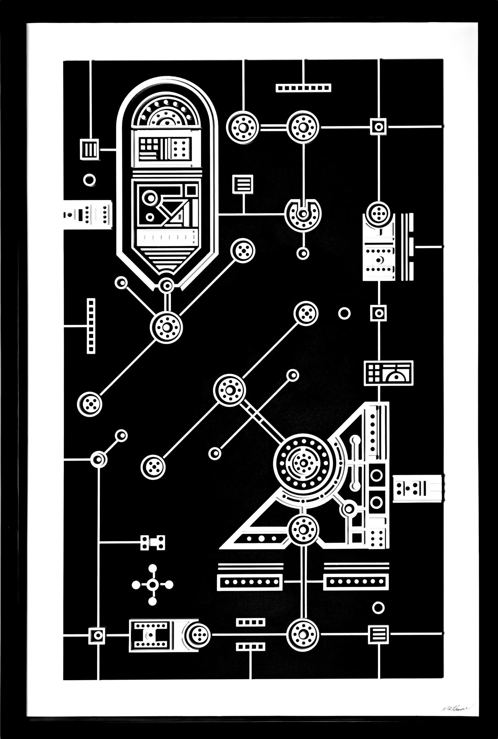 Circle Diversion - White on Black - Geometric Relief - Limited Edition ...