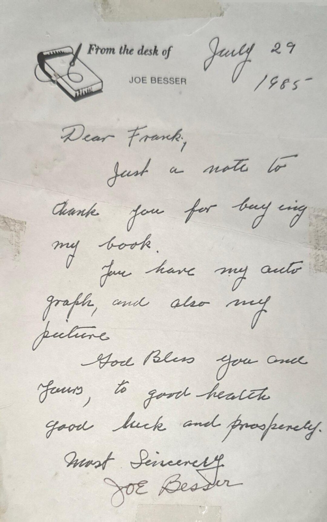 Joe Besser Signed and Written Letter Three Stooges Signed - Etsy