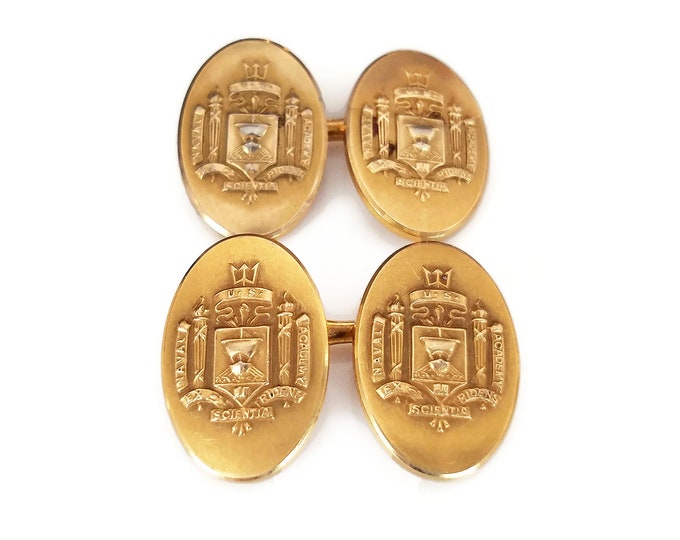 14K Gold US Naval Academy Cufflinks, Made by Krementz, Trident ...