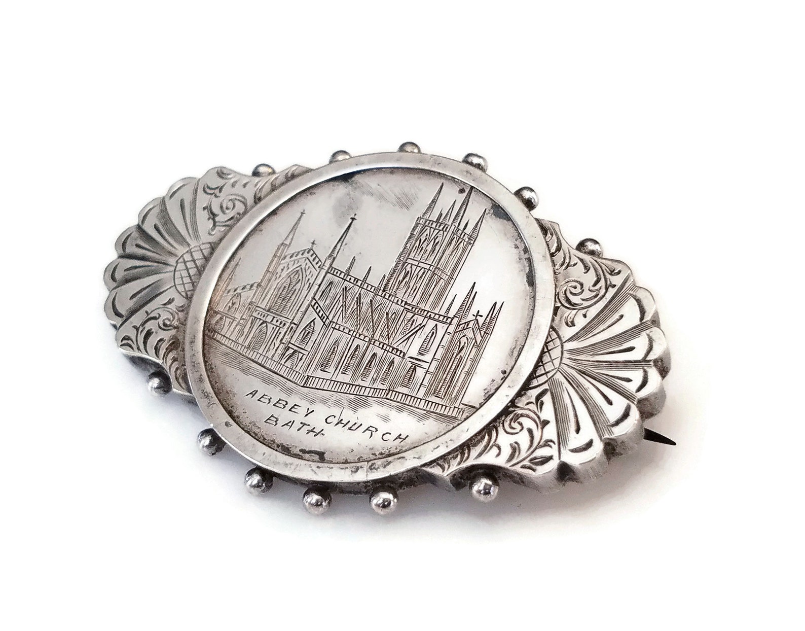 Victorian English Sterling Sash Pin Bath Abbey Church Brooch | Etsy