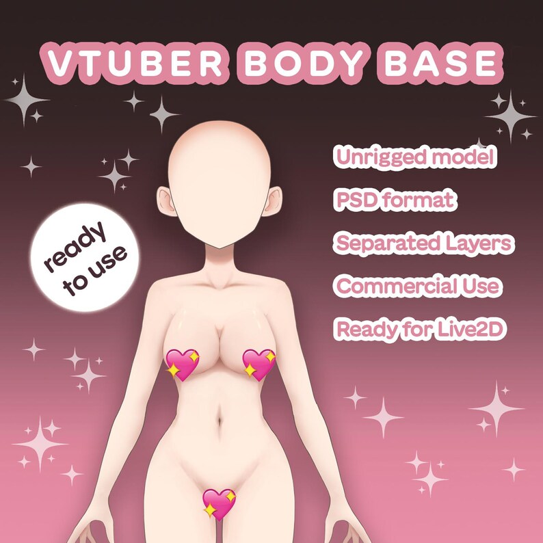 Standard Female Vtuber Body Base PSD Separated Layers Commercial Use - Etsy