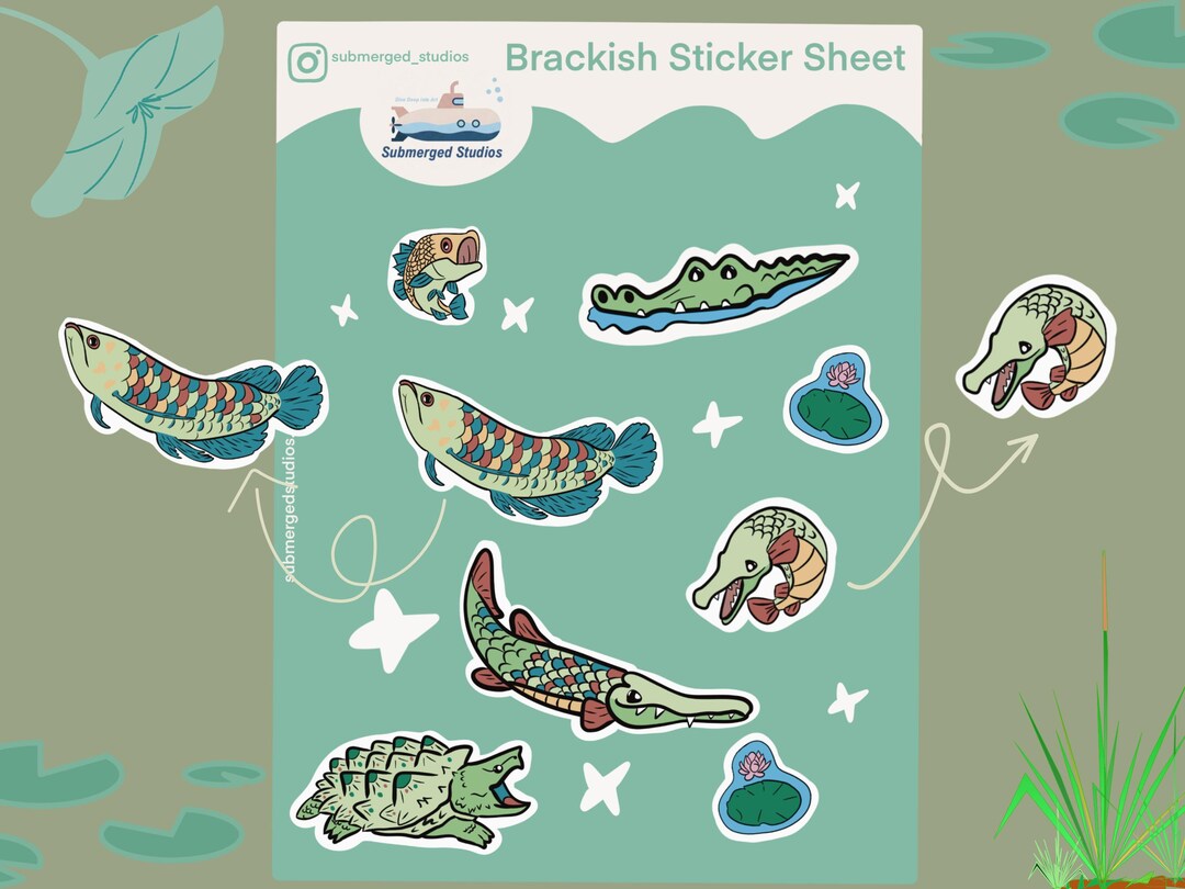 Mini Brackish Sticker Sheet Aquatic River Animals Stickers - Etsy