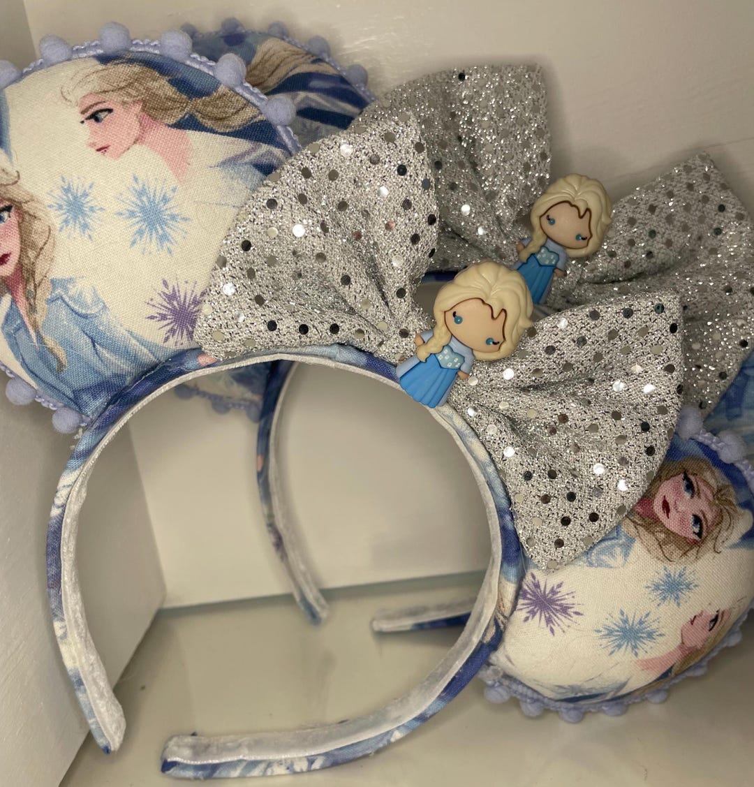 Elsa Frozen Mouse Ears – Handmade Disney Ears – Silver Sparkly Bow ...