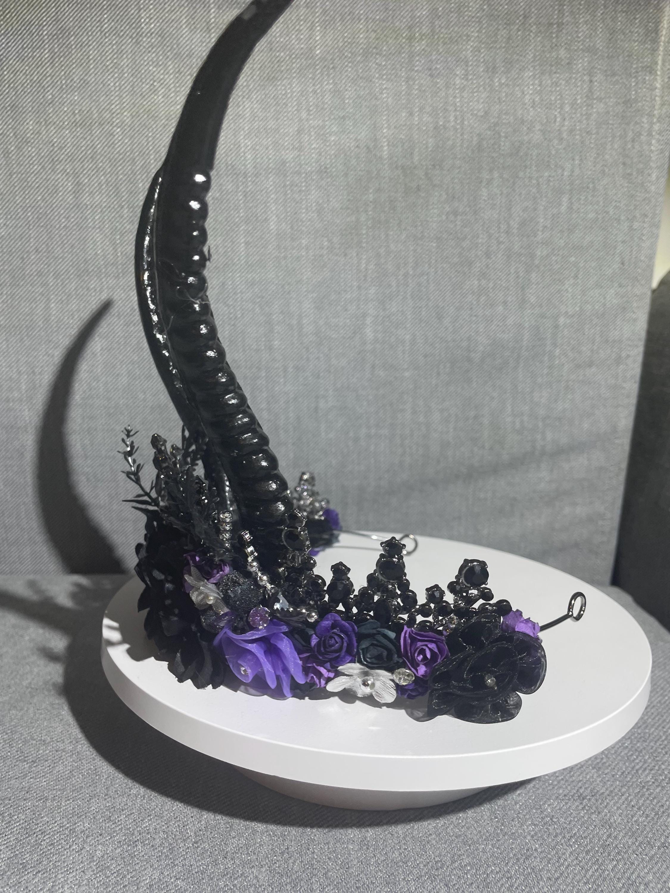 Maleficent Tiara With Horns – Handmade Black + Purple Metal Crown With ...