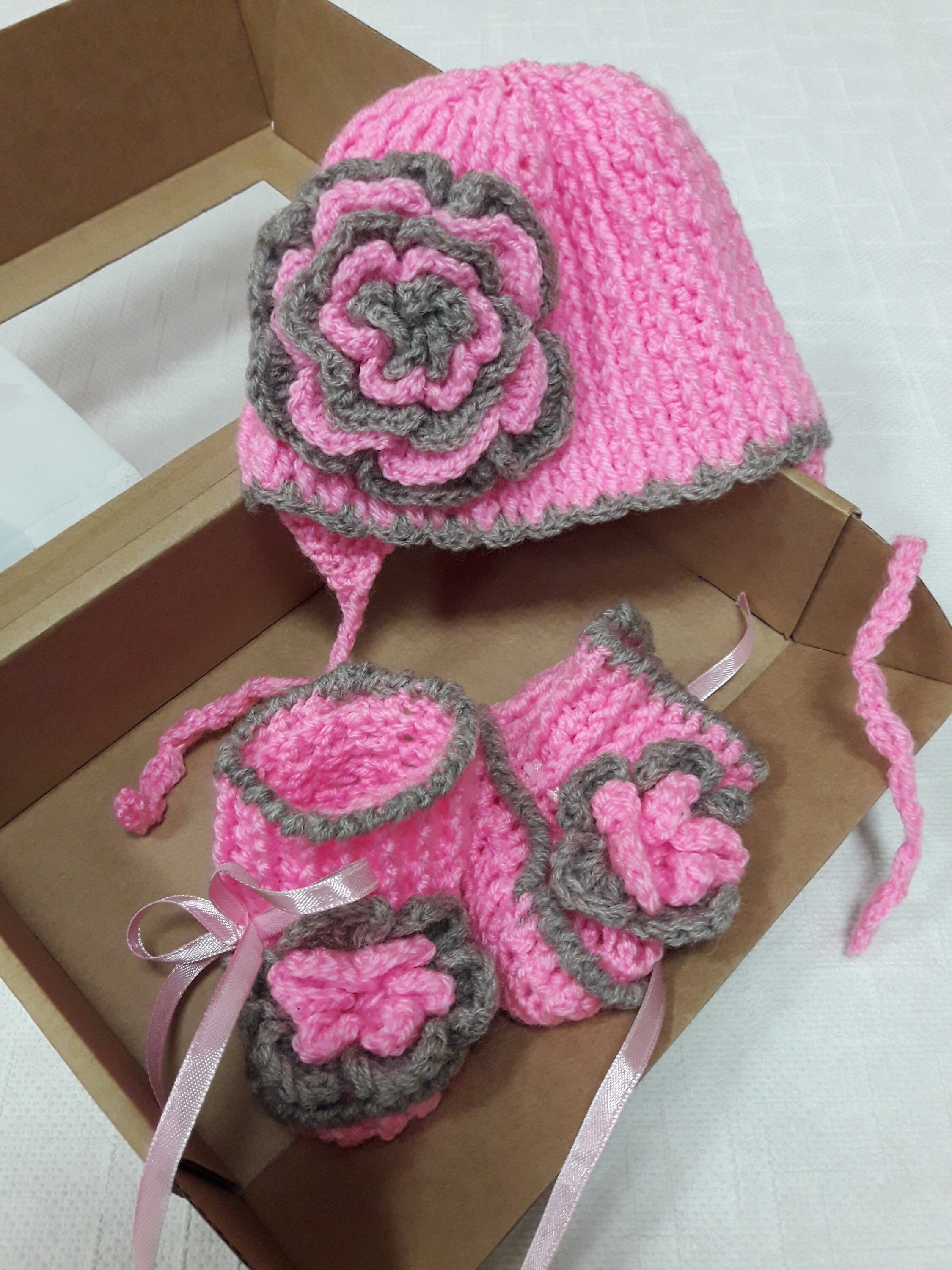 Pink Crochet Baby Gift Set Crochet Baby Hat Crochet Baby | Etsy