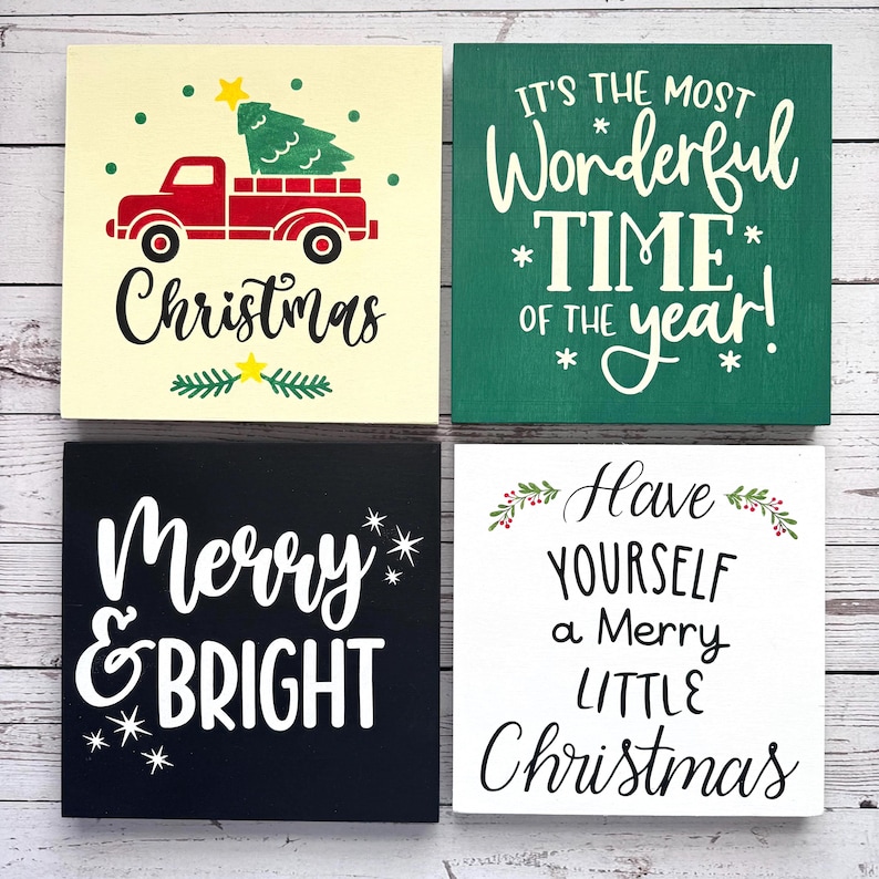Wood Sign DIY Kit: Christmas + Holiday Decor Craft With Stencil (8x8 ...