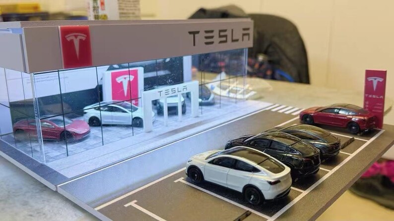 1:64 Tesla Car Dealership Diorama – Model Showroom Scene for Diecast ...