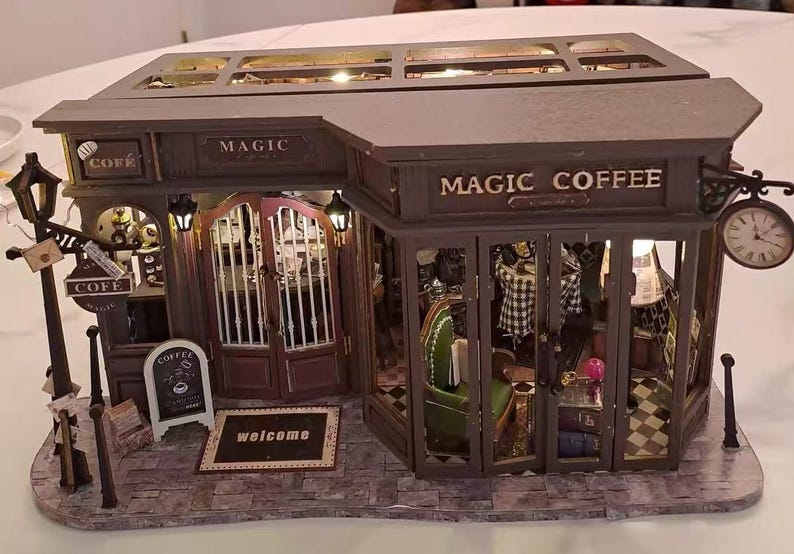 DIY Miniature Coffee Shop Kit | Vintage Coffee House Diorama | Build ...