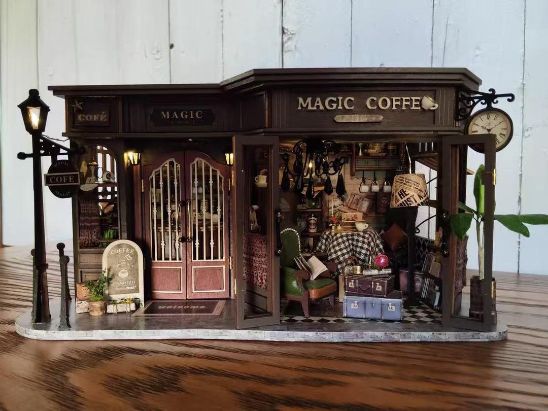 DIY Miniature Coffee Shop Kit | Vintage Coffee House Diorama | Build ...