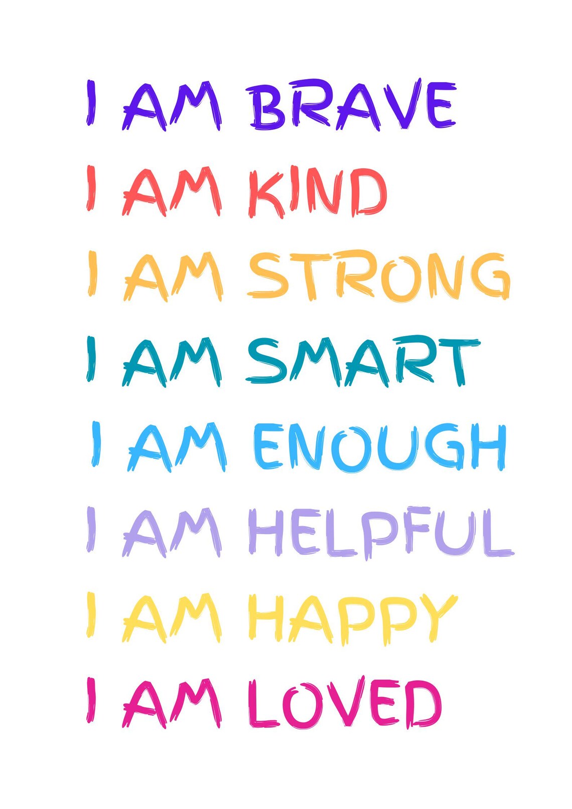 Positive Affirmation Digital Wall Art Printable Kids and Nursery Decor ...